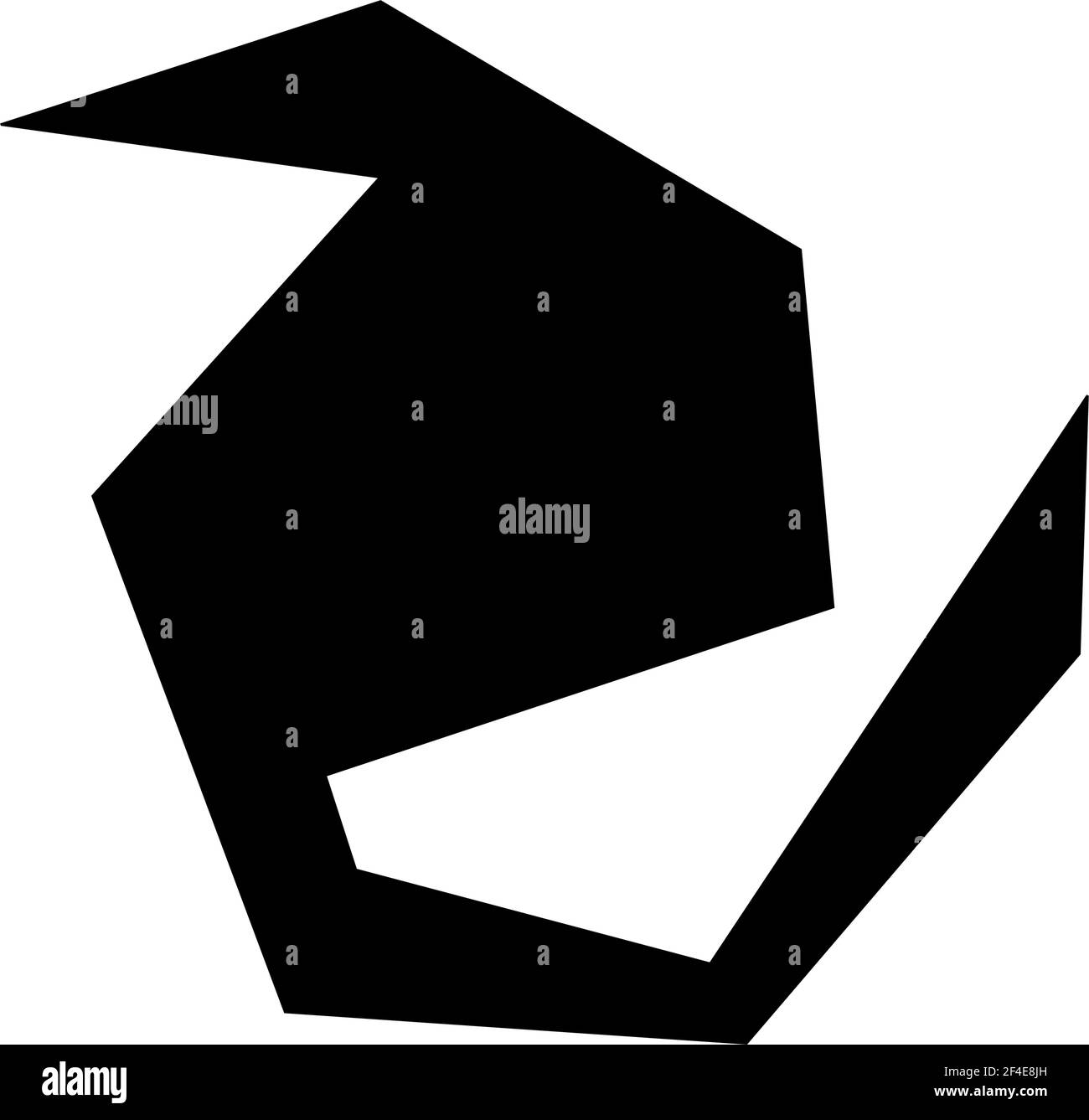 Edgy, sharp, chaotic, and random shape. Crushed, distorted, deformed ...