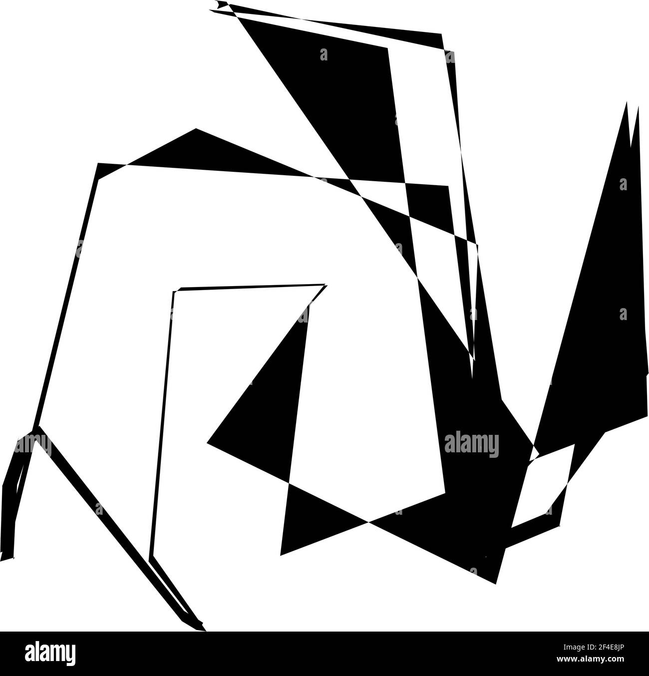 Edgy, sharp, chaotic, and random shape. Crushed, distorted, deformed ...