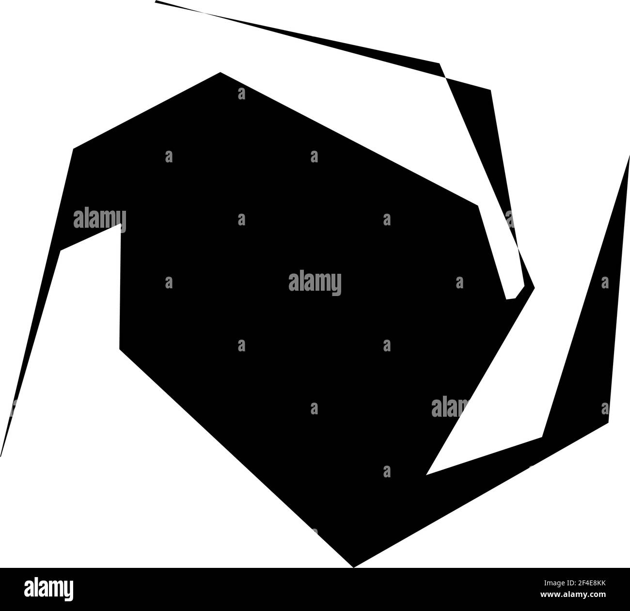 Edgy, sharp, chaotic, and random shape. Crushed, distorted, deformed ...