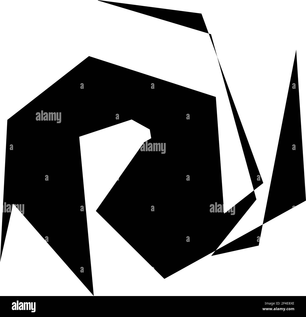 Edgy, sharp, chaotic, and random shape. Crushed, distorted, deformed ...