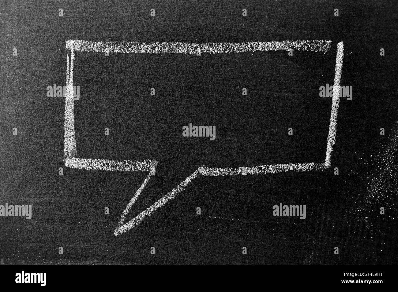 White color chalk hand drawing in square bubble speech shape with blank ...