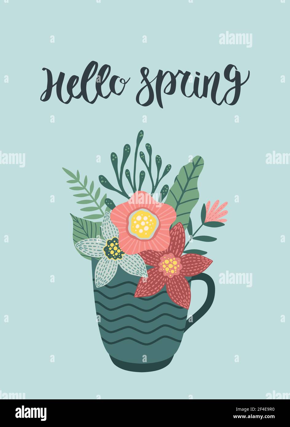 Vector posters with spring flowers. Drawings for a card, poster or ...