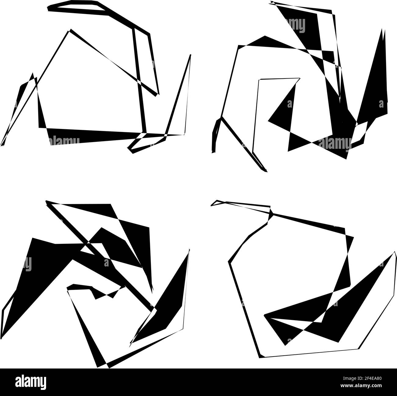 Edgy, sharp, chaotic, and random shape. Crushed, distorted, deformed ...