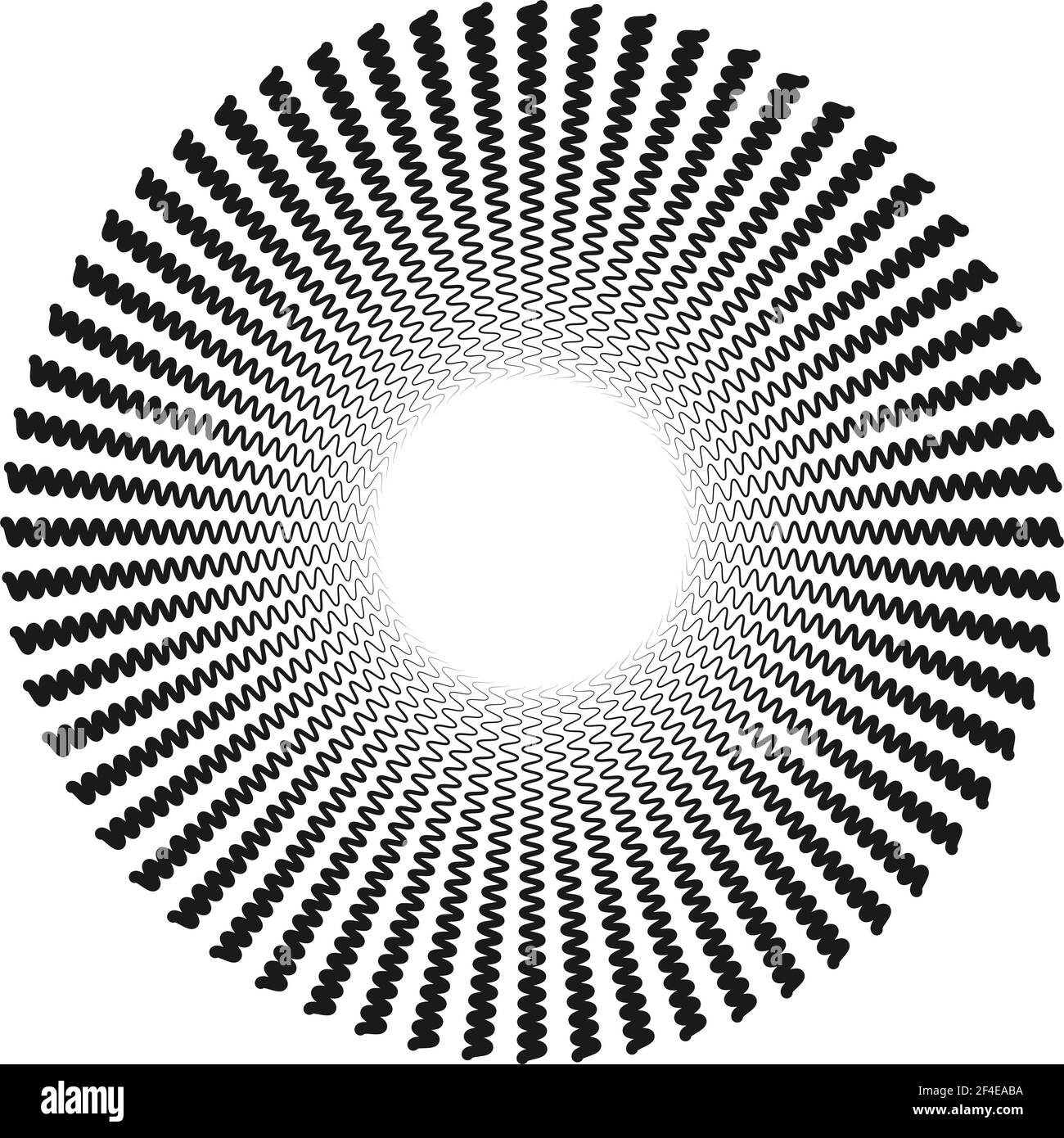 Radial spiral with wavy, zigzag, criss-cross lines. Swirl, twirl, and ...