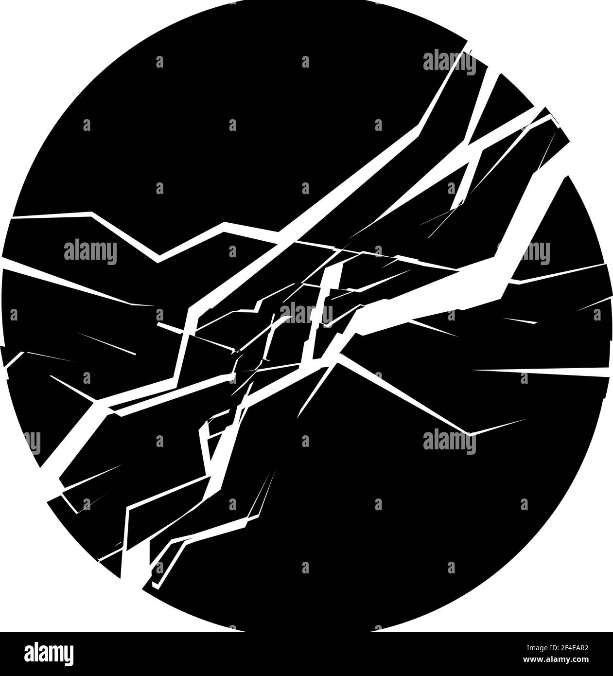 Shattered, fractured, broken geometric circle. Burst, explosion effect ...