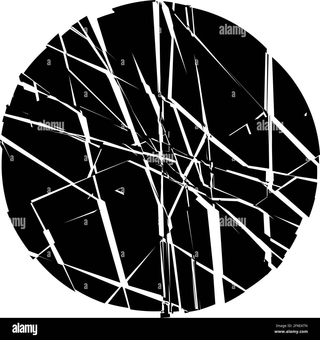 Shattered, fractured, broken geometric circle. Burst, explosion effect ...