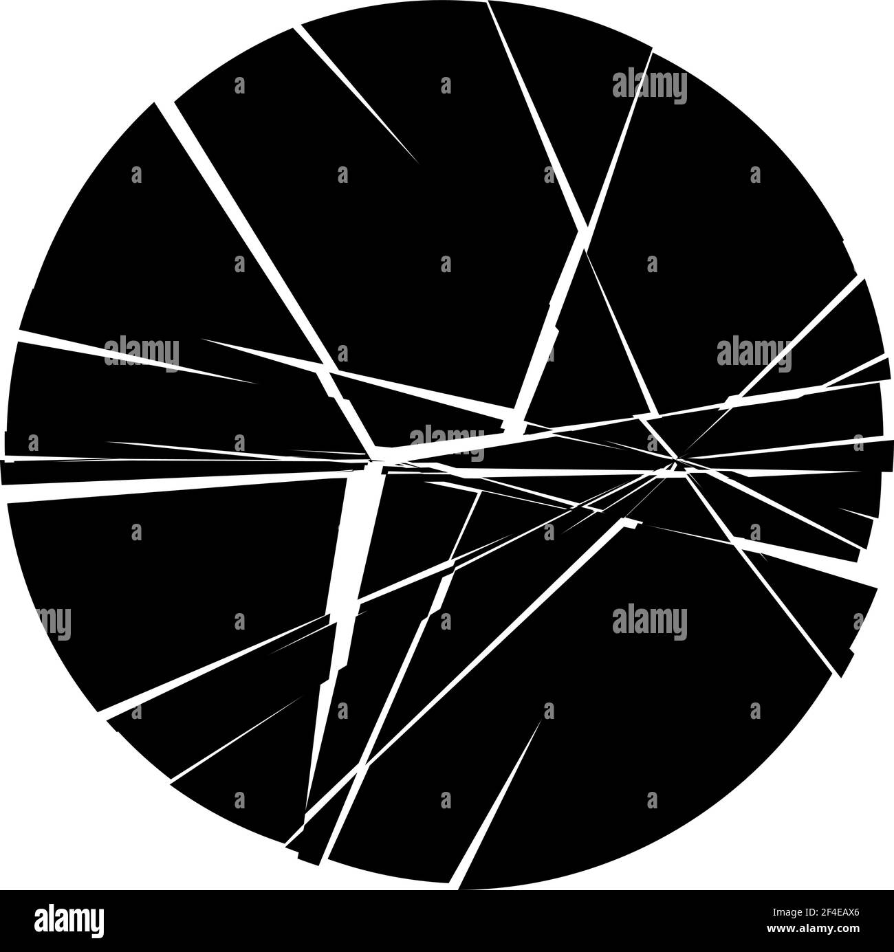 Shattered, fractured, broken geometric circle. Burst, explosion effect ...