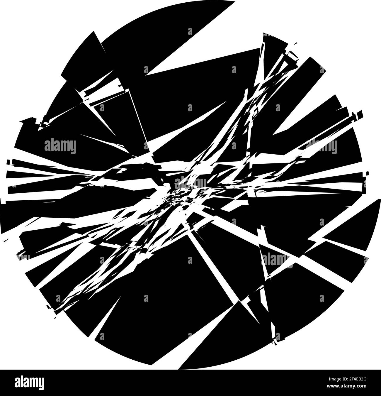 Shattered, fractured, broken geometric circle. Burst, explosion effect ...
