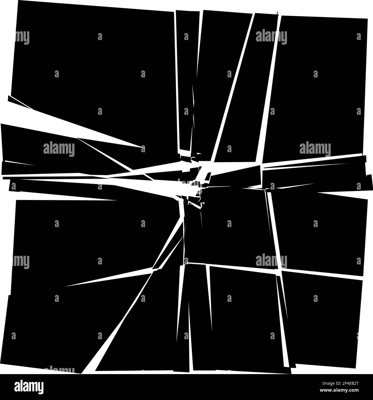 Shattered, fractured, broken geometric square. Burst, explosion effect ...