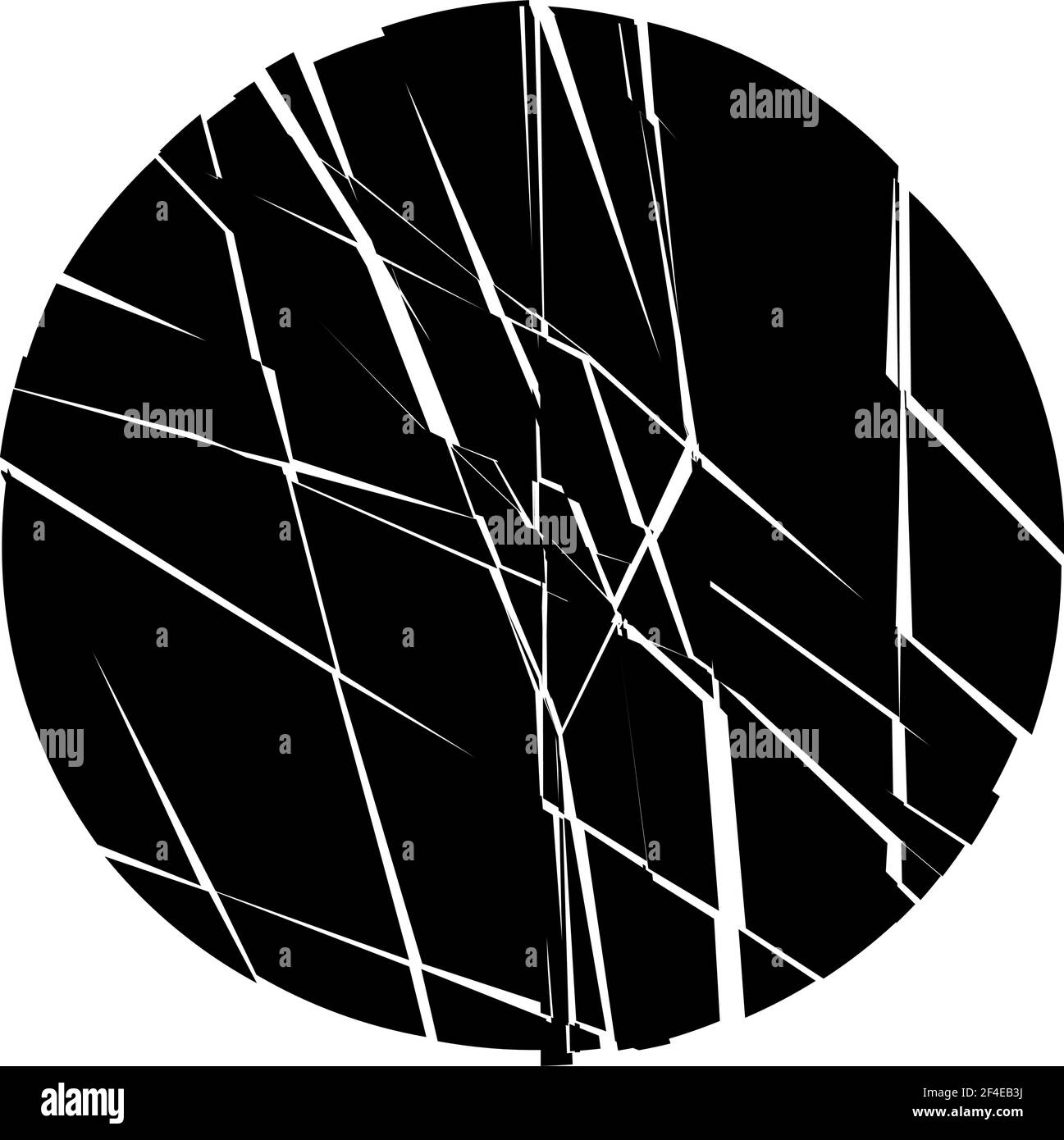 Shattered, fractured, broken geometric circle. Burst, explosion effect ...