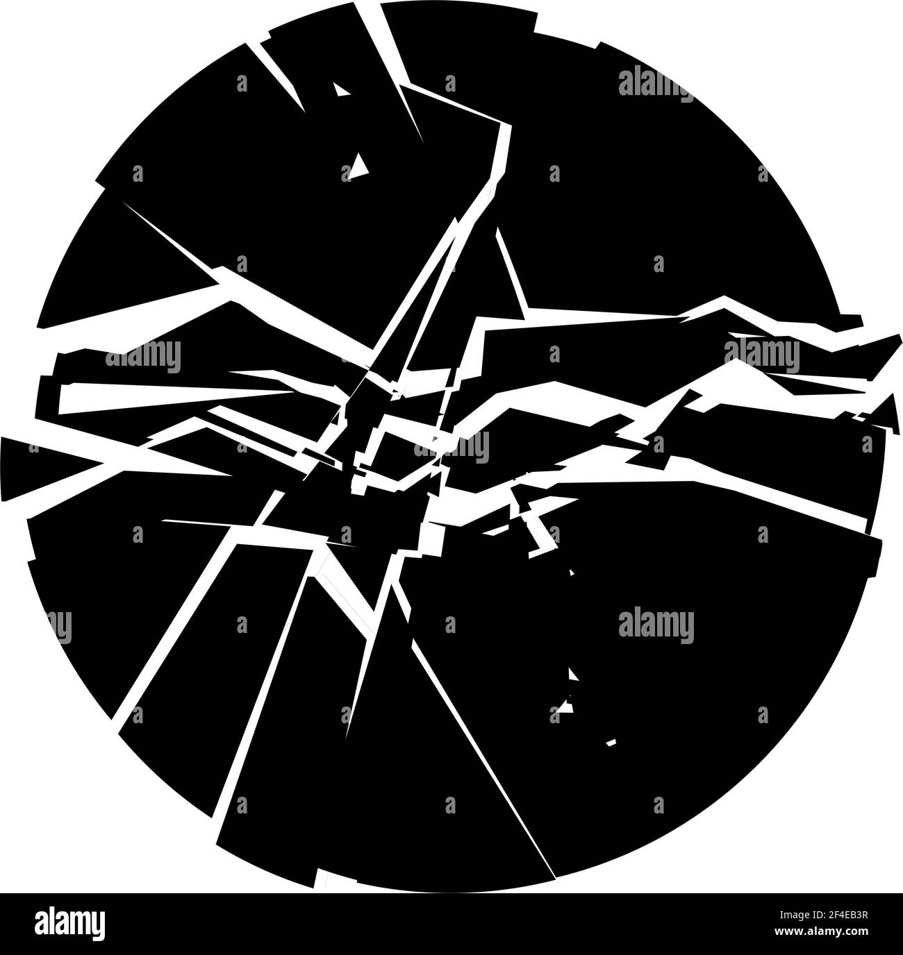 Shattered, fractured, broken geometric circle. Burst, explosion effect ...