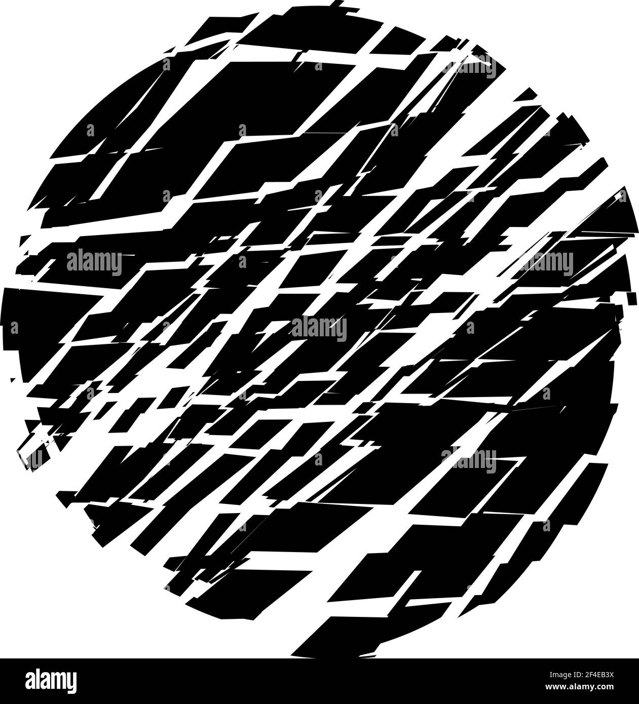 Shattered, fractured, broken geometric circle. Burst, explosion effect ...