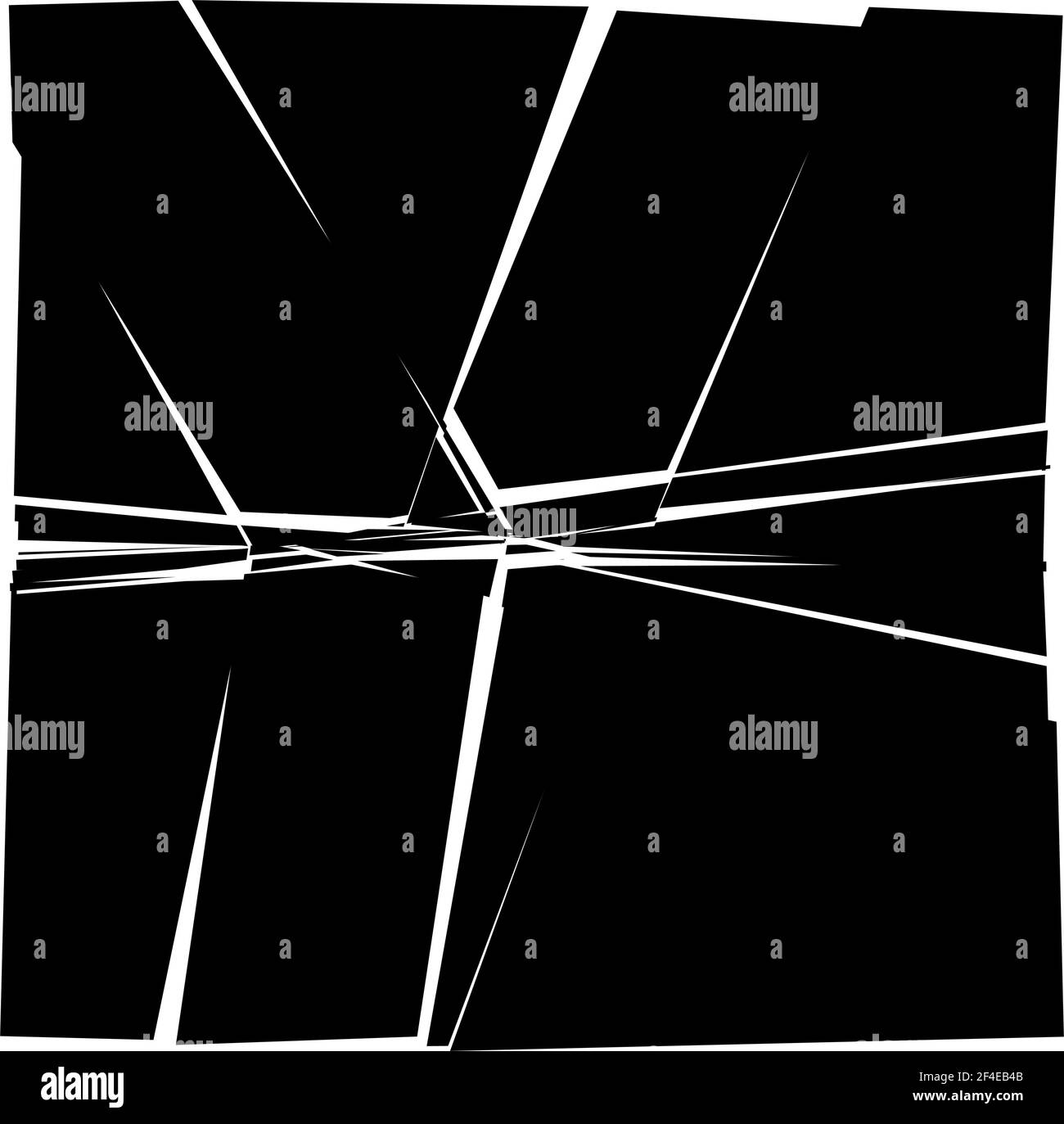 Shattered, fractured, broken geometric square. Burst, explosion effect ...