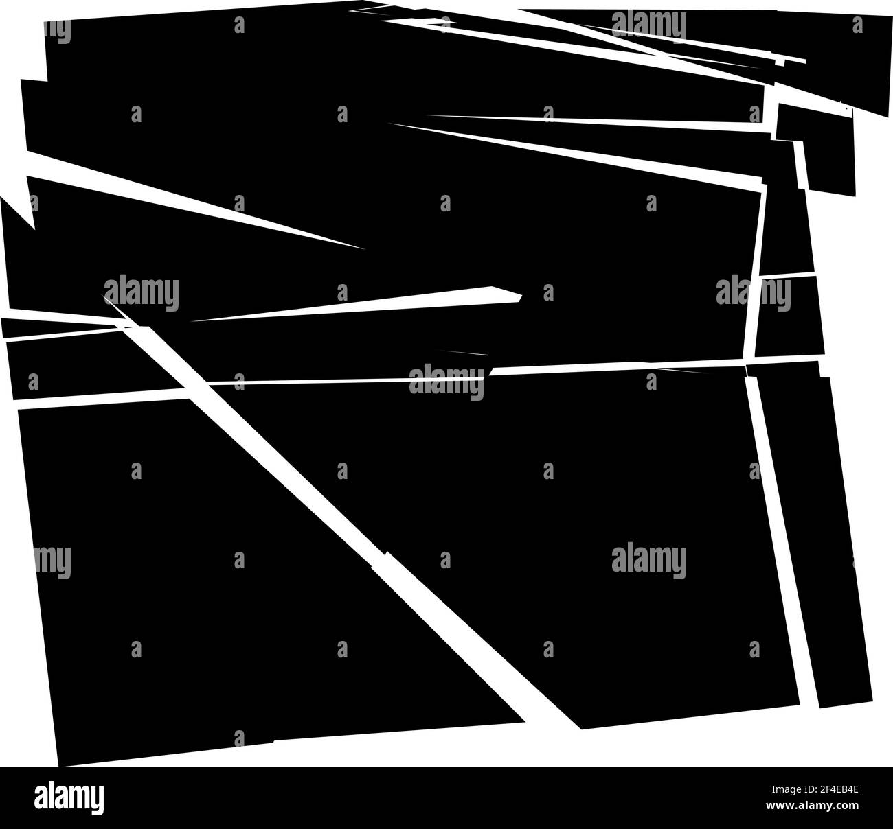 Shattered, fractured, broken geometric square. Burst, explosion effect ...