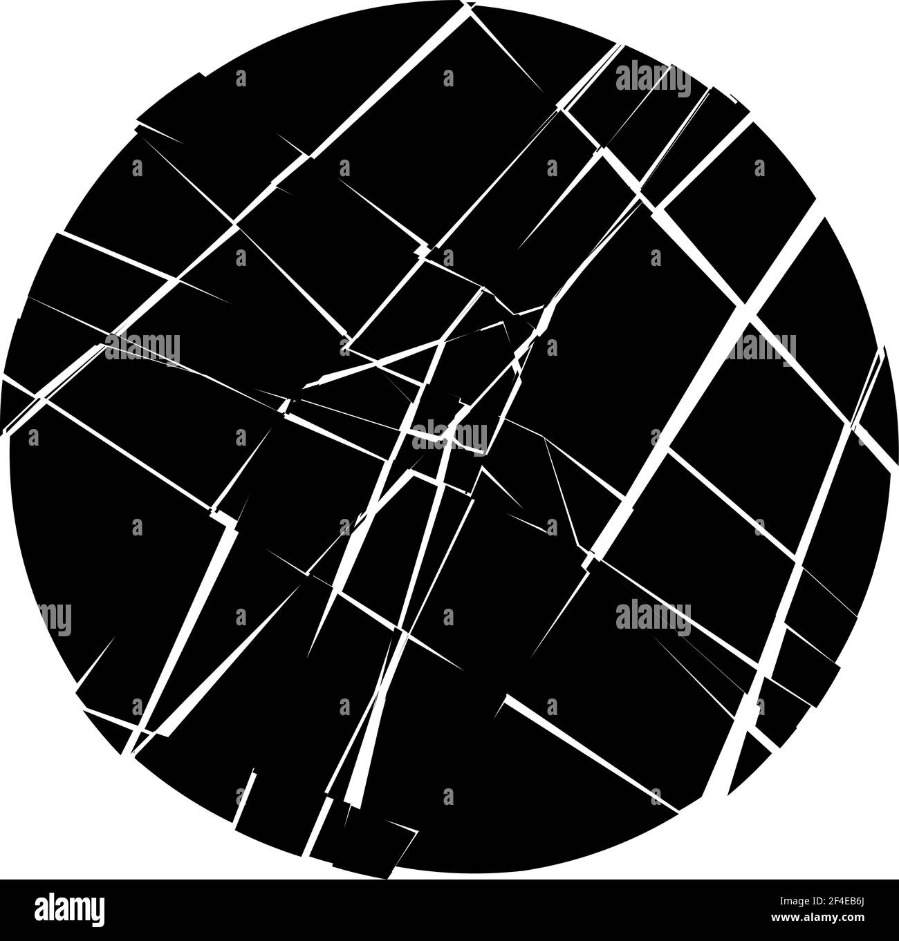 Shattered, fractured, broken geometric circle. Burst, explosion effect ...