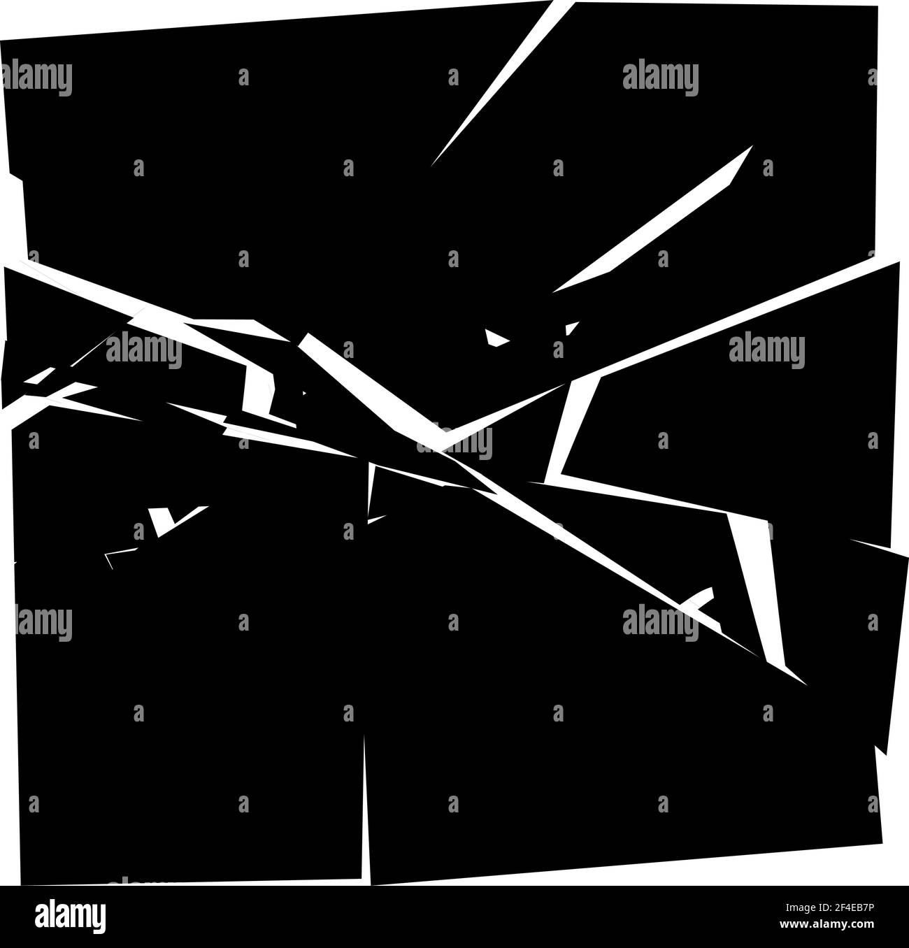 Shattered, fractured, broken geometric square. Burst, explosion effect ...