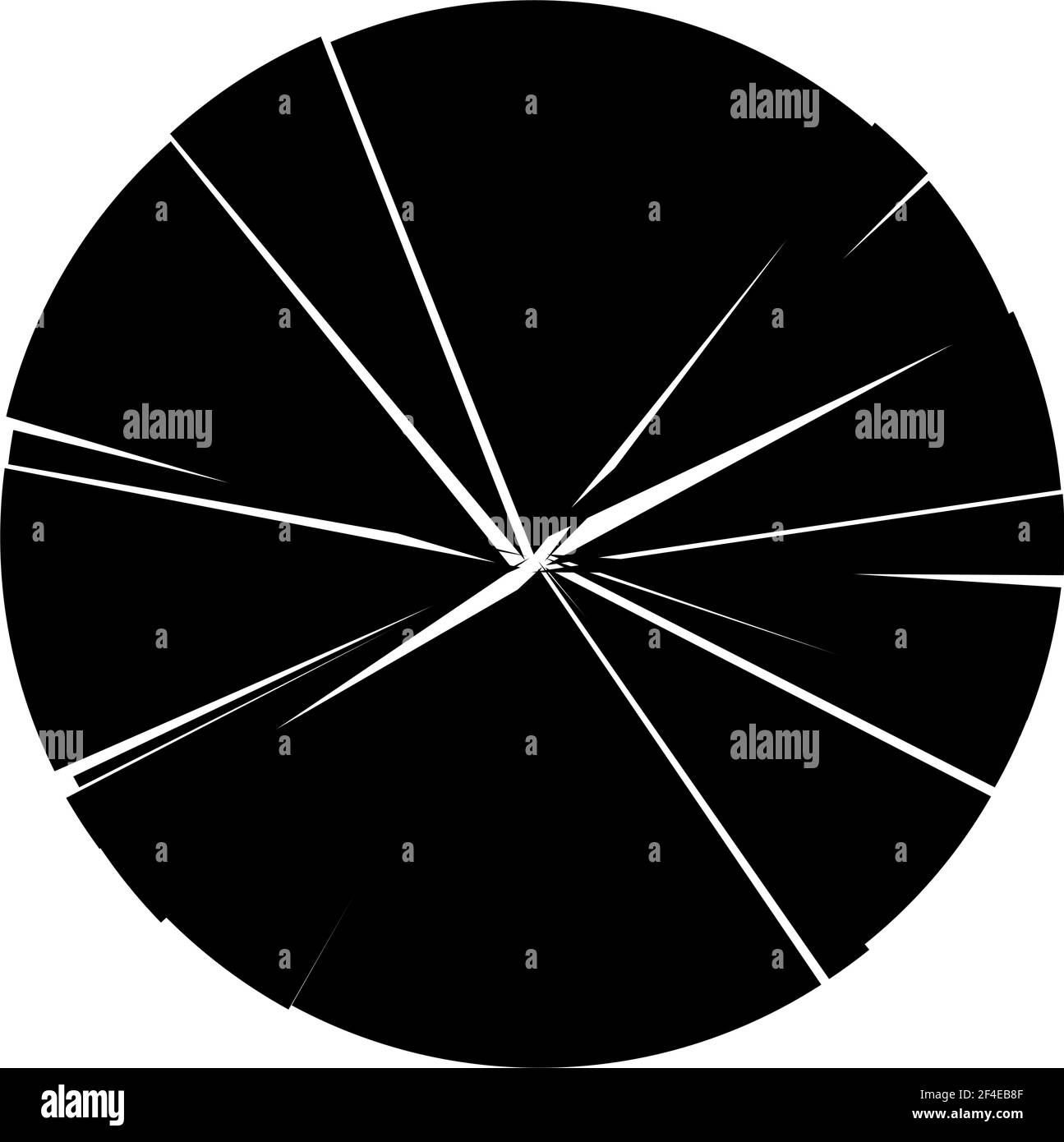 Shattered, fractured, broken geometric circle. Burst, explosion effect ...