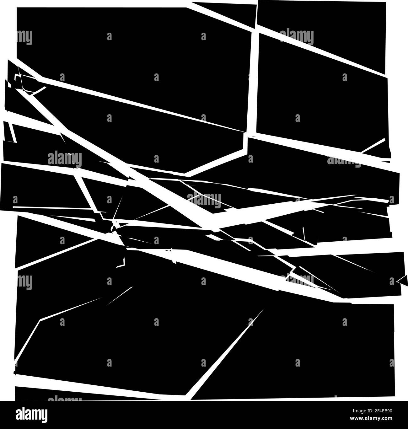 Shattered, fractured, broken geometric square. Burst, explosion effect ...
