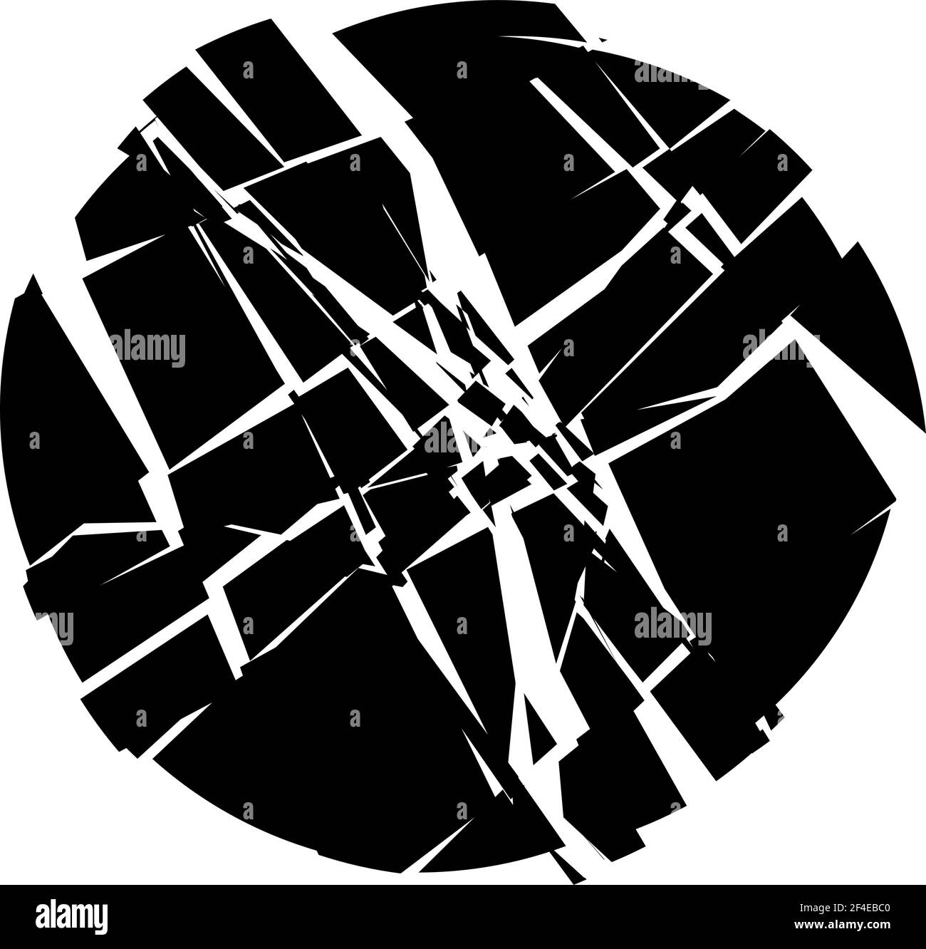 Shattered, fractured, broken geometric circle. Burst, explosion effect ...