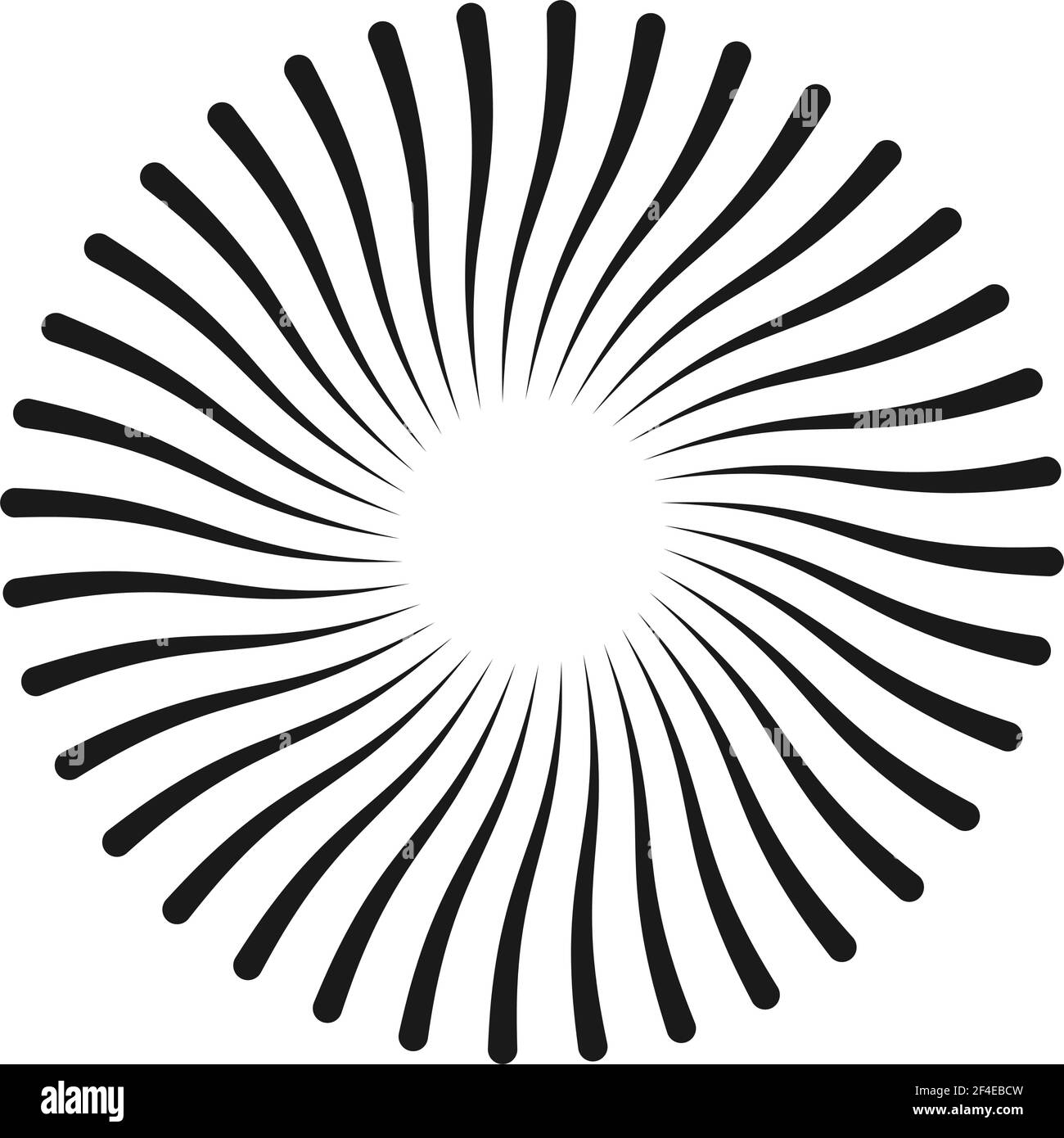 Radial spiral with wavy, zigzag, criss-cross lines. Swirl, twirl, and ...