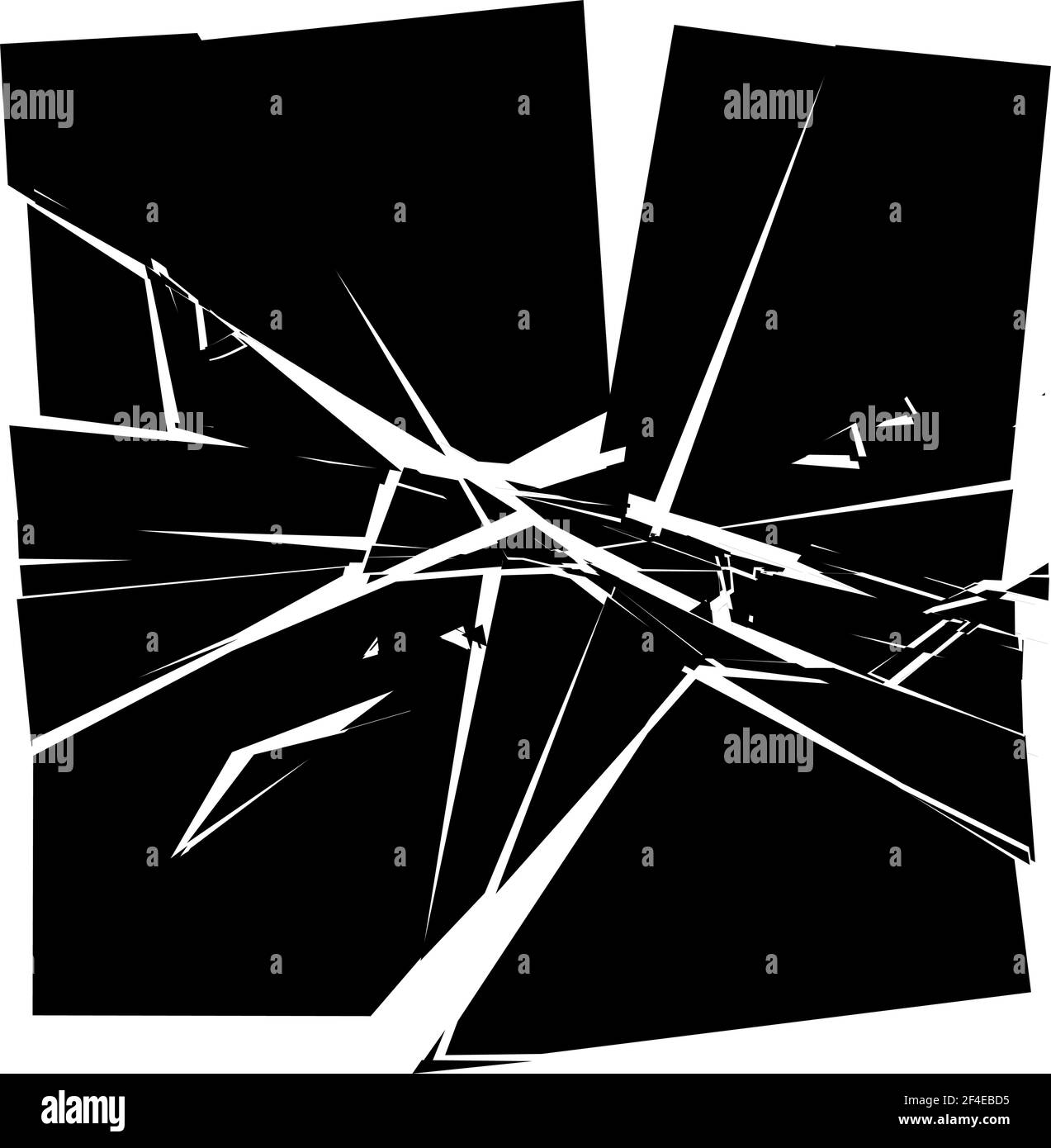 Shattered, fractured, broken geometric square. Burst, explosion effect ...