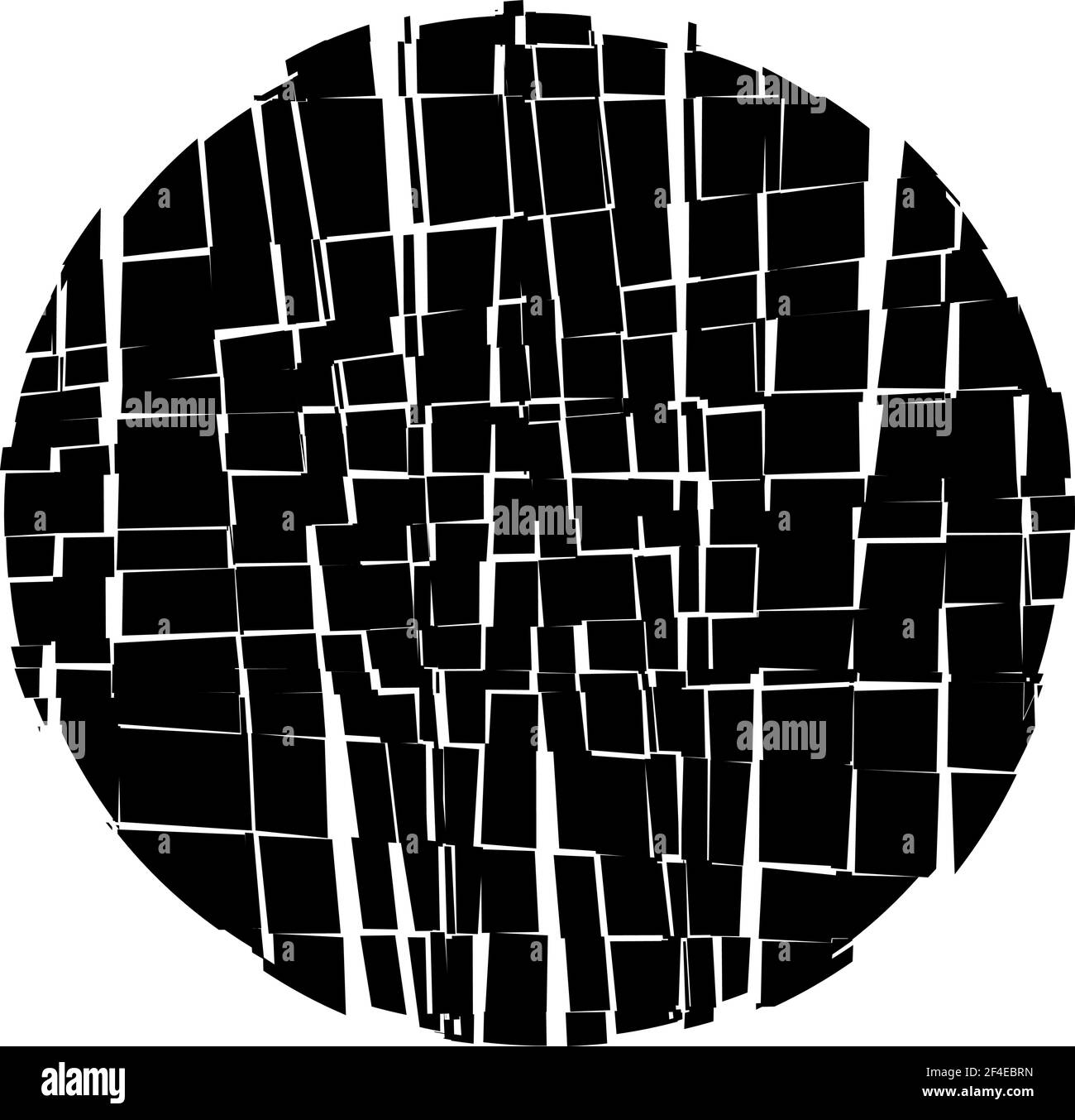 Shattered, fractured, broken geometric circle. Burst, explosion effect ...