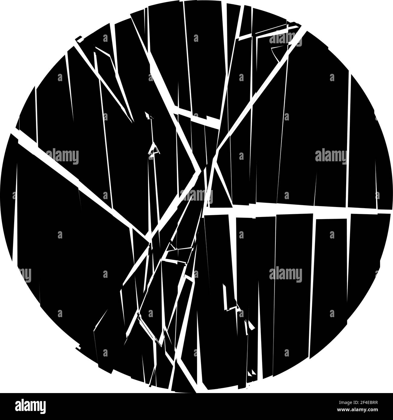 Shattered, fractured, broken geometric circle. Burst, explosion effect ...