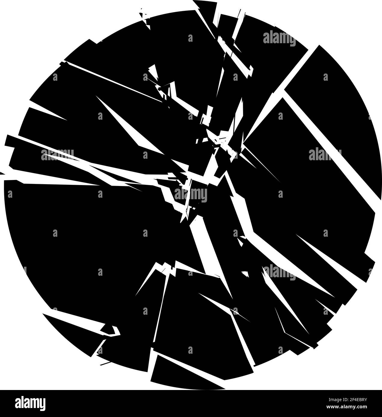 Shattered, fractured, broken geometric circle. Burst, explosion effect ...