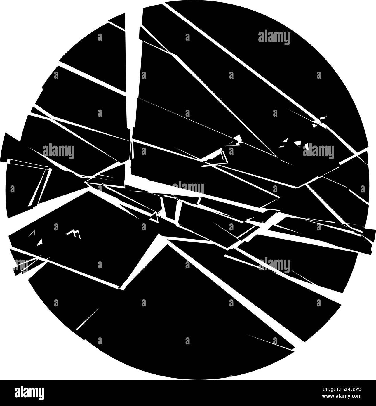 Shattered, fractured, broken geometric circle. Burst, explosion effect ...