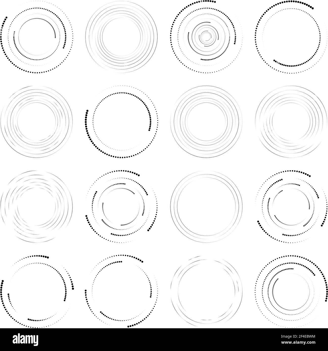 Circles, dotted, dots spiral swirl twirl element. Polka dots, stipple ...
