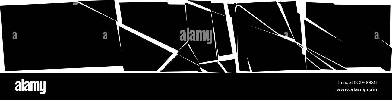 Shattered, fractured, broken geometric rectangle. Burst, explosion ...