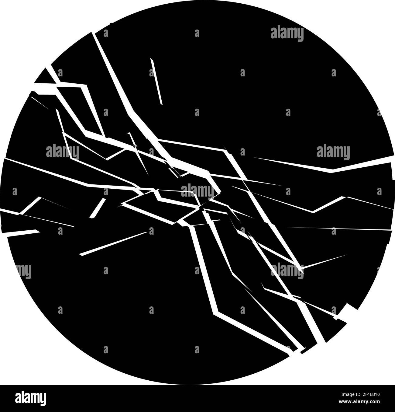 Shattered, fractured, broken geometric circle. Burst, explosion effect ...
