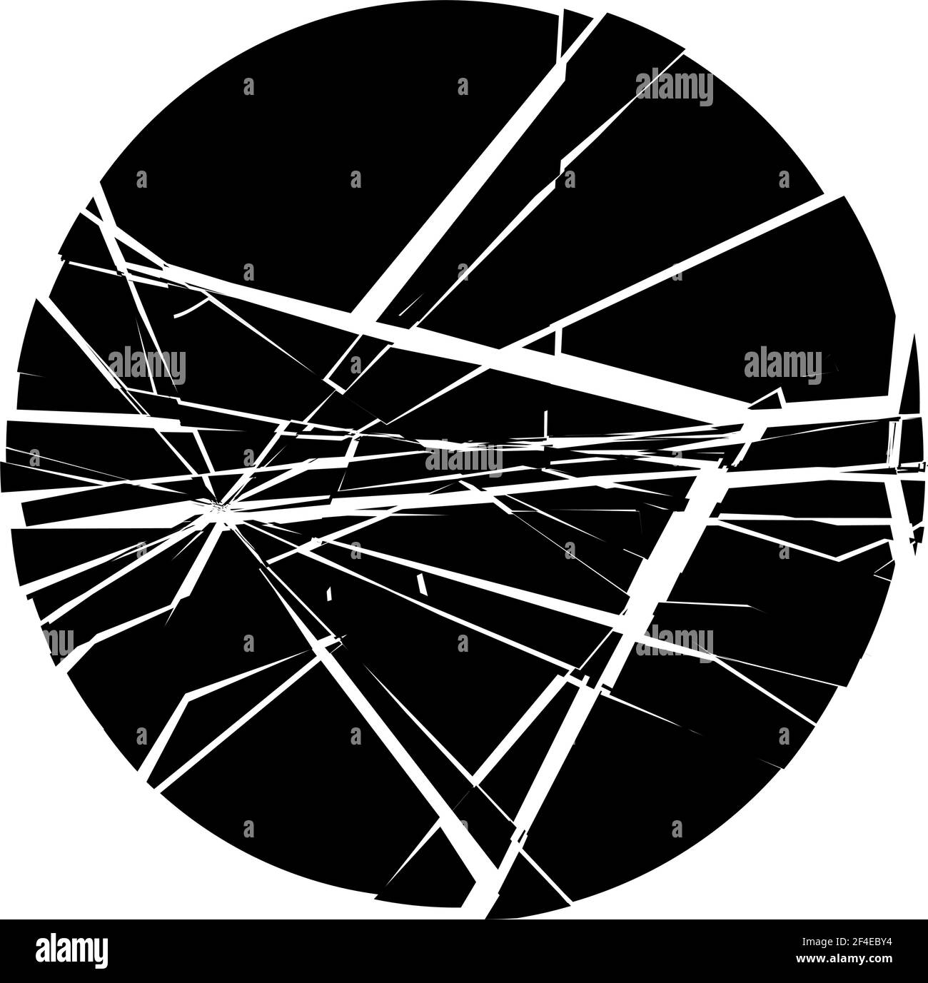Shattered, fractured, broken geometric circle. Burst, explosion effect ...