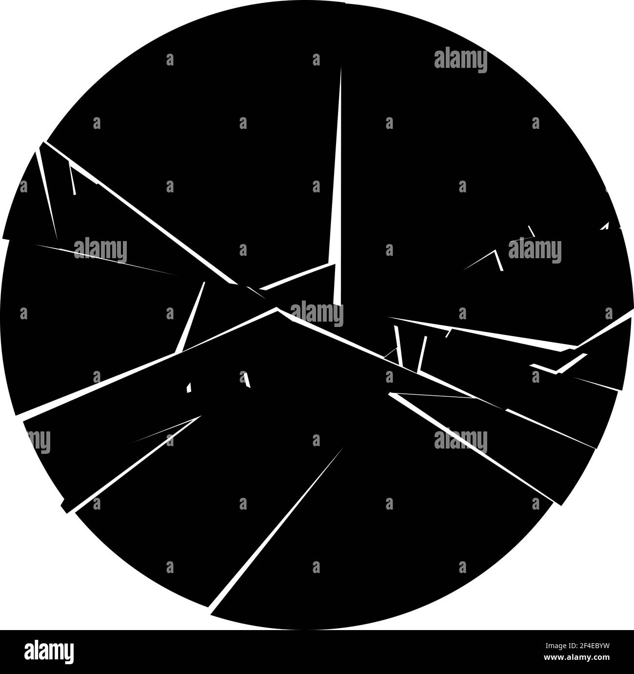 Shattered, fractured, broken geometric circle. Burst, explosion effect ...