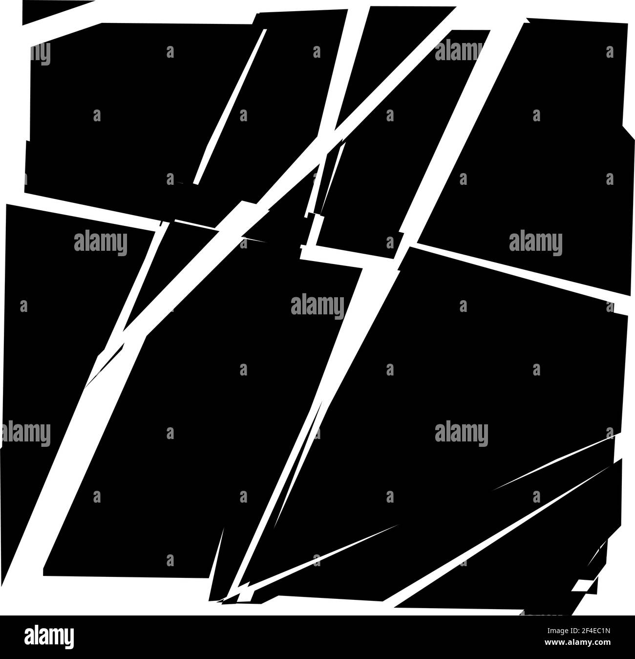 Shattered, fractured, broken geometric square. Burst, explosion effect ...