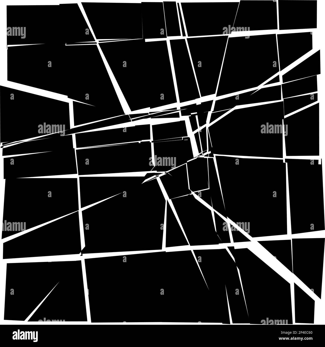 Shattered, fractured, broken geometric square. Burst, explosion effect ...