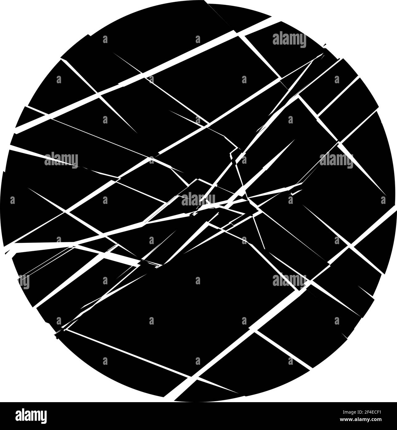 Shattered, fractured, broken geometric circle. Burst, explosion effect ...