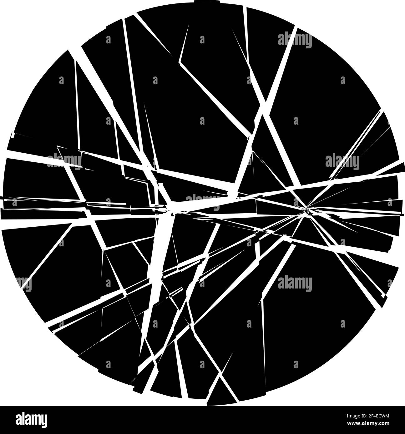 Shattered, fractured, broken geometric circle. Burst, explosion effect ...