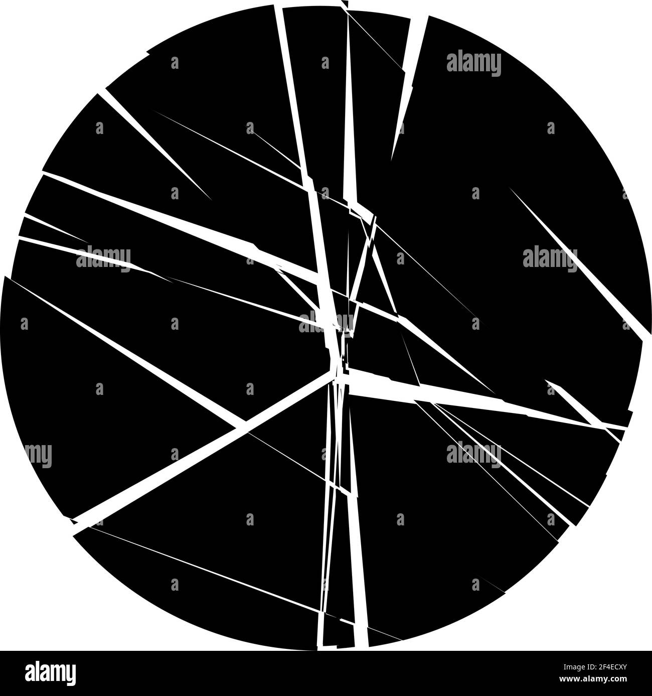 Shattered, fractured, broken geometric circle. Burst, explosion effect ...