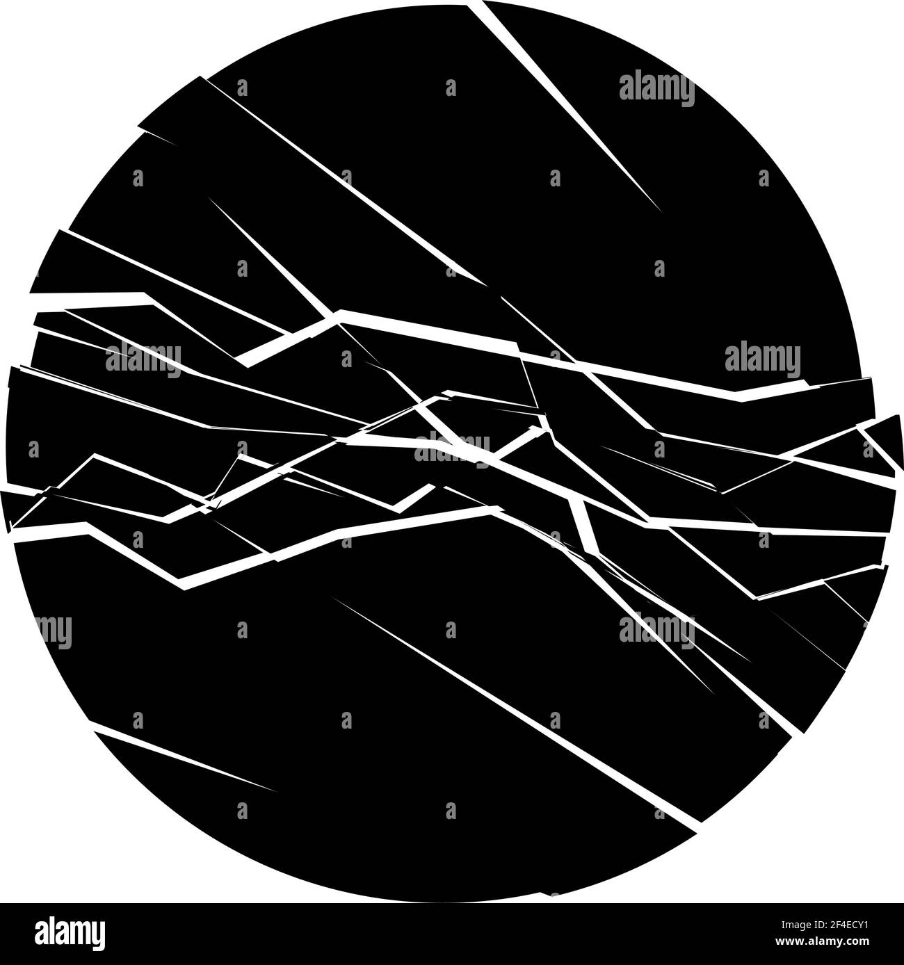 Shattered, fractured, broken geometric circle. Burst, explosion effect ...