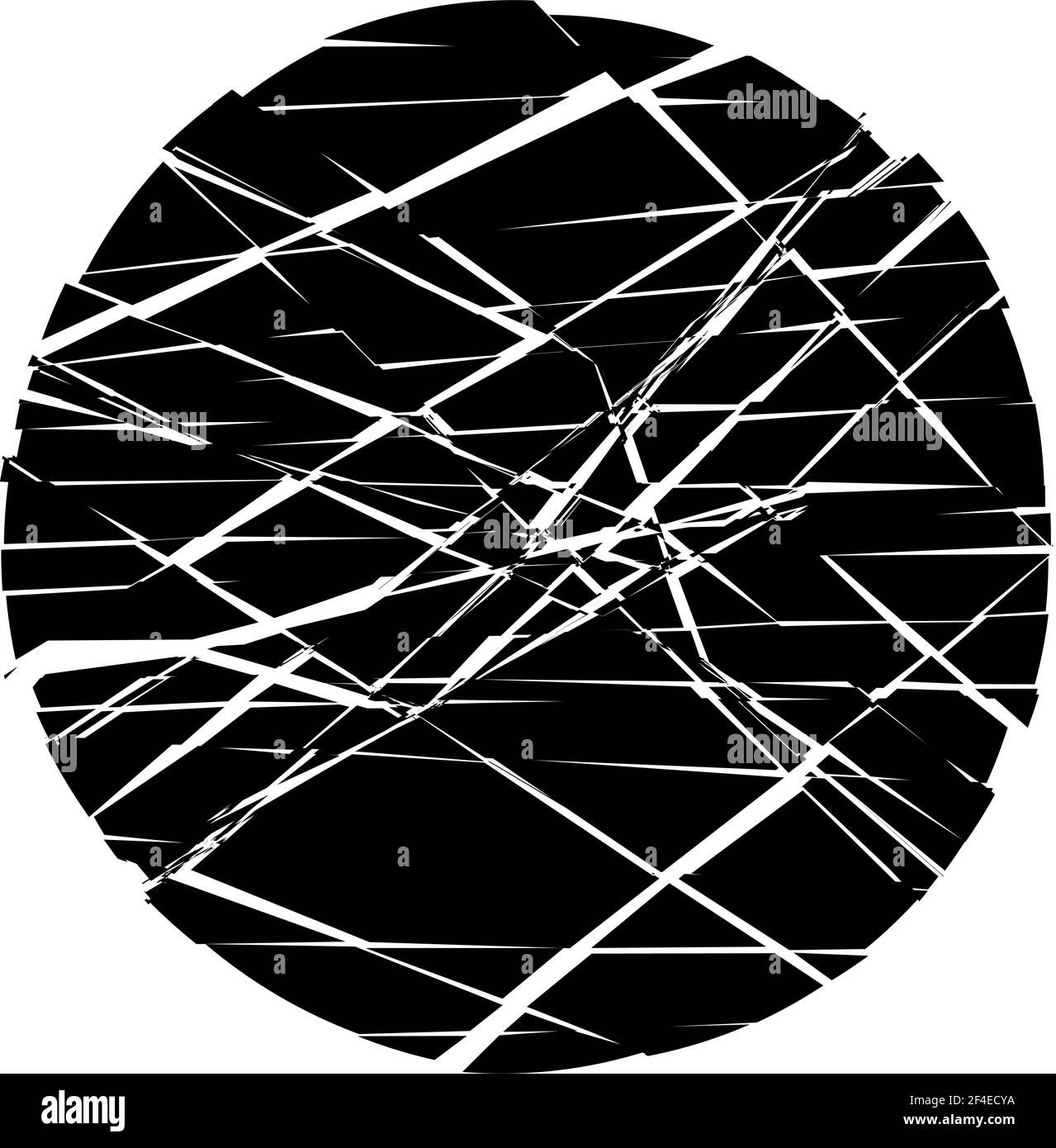 Shattered, fractured, broken geometric circle. Burst, explosion effect ...