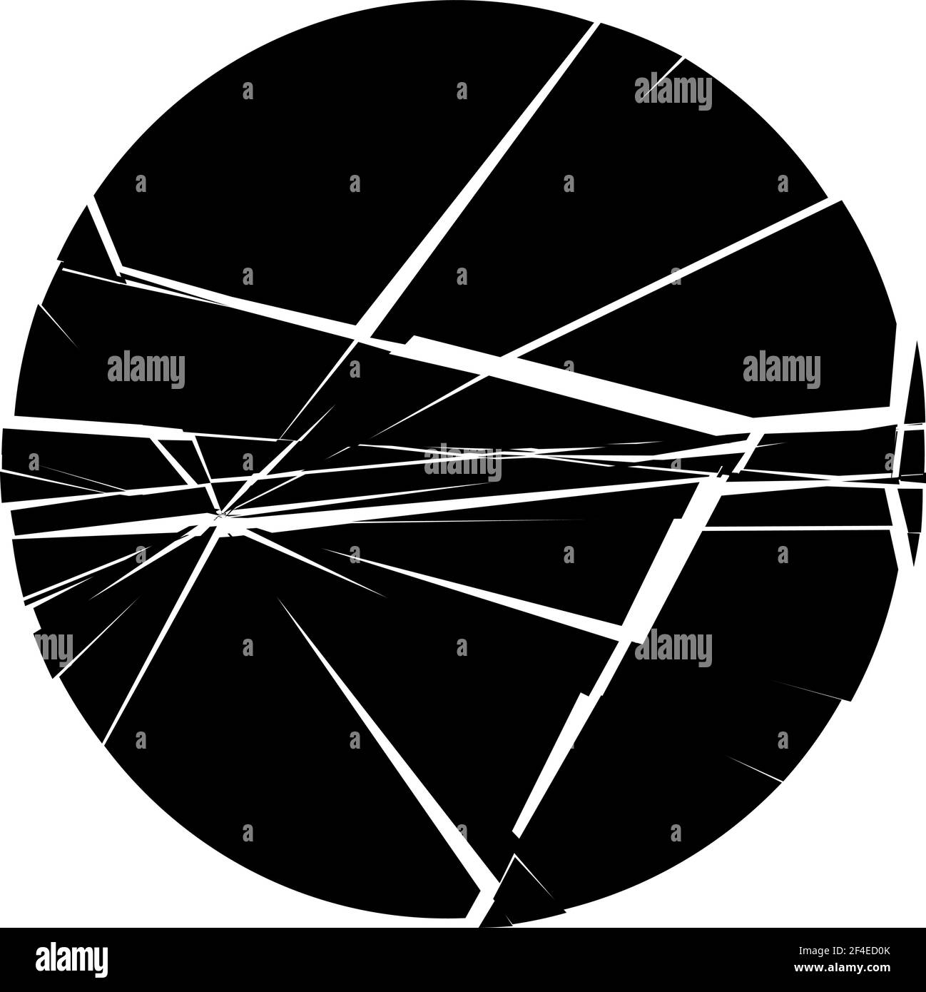 Shattered, fractured, broken geometric circle. Burst, explosion effect ...
