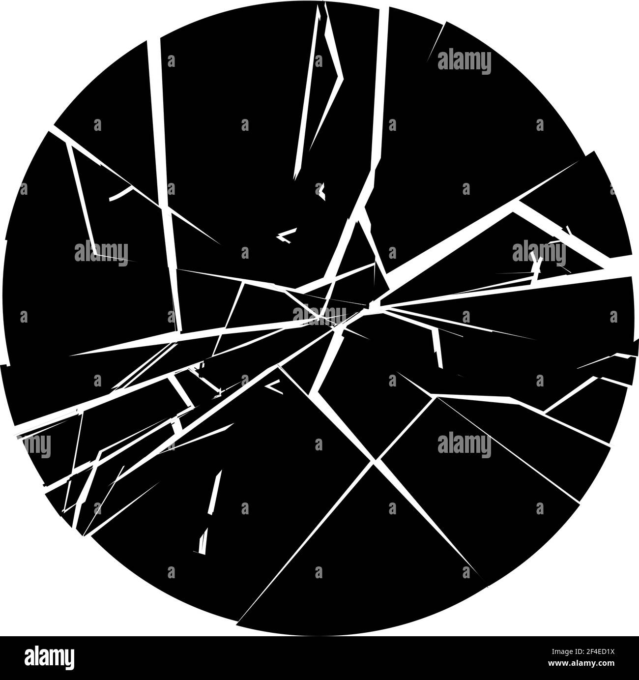 Shattered, fractured, broken geometric circle. Burst, explosion effect ...