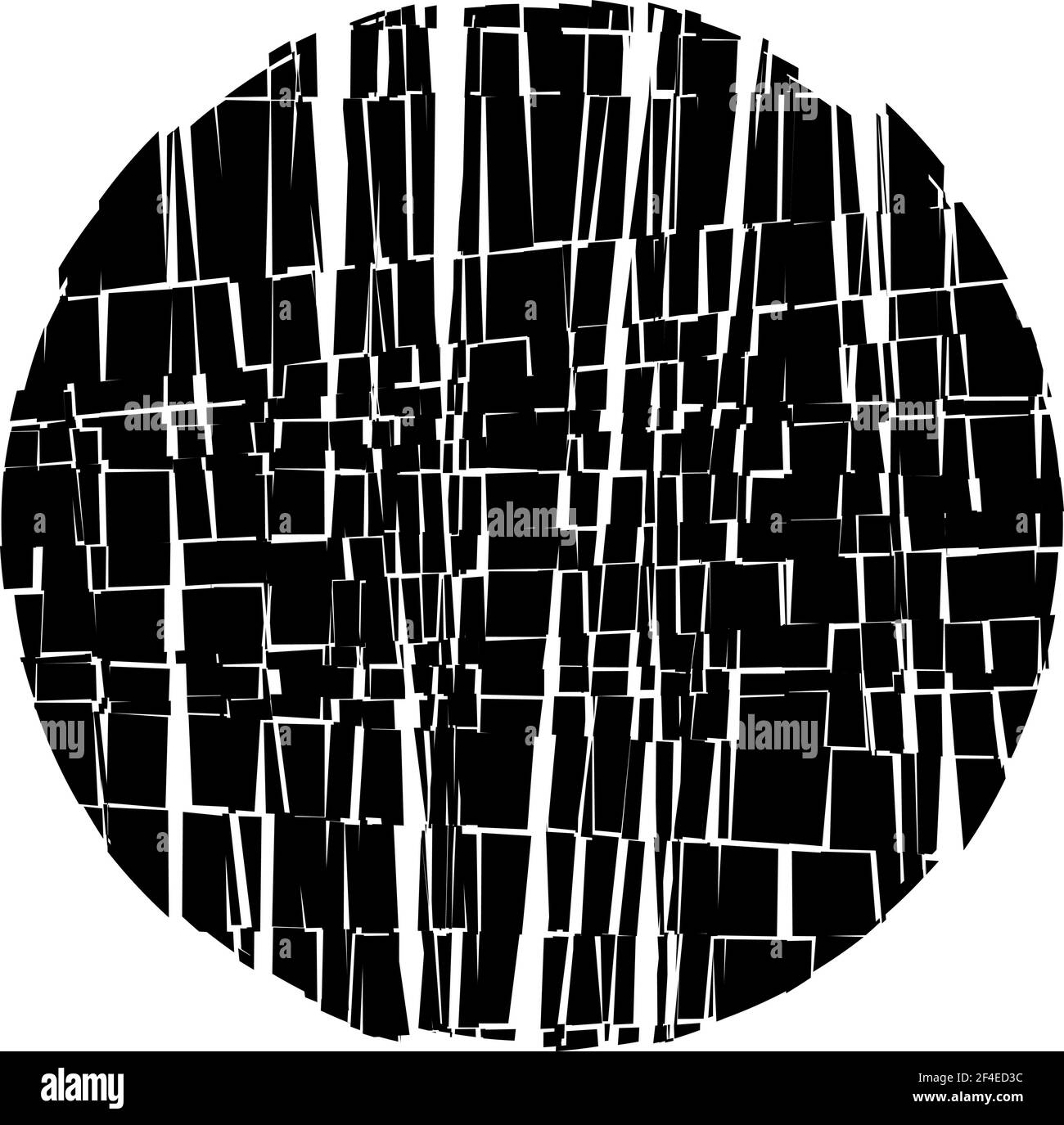Shattered, fractured, broken geometric circle. Burst, explosion effect ...
