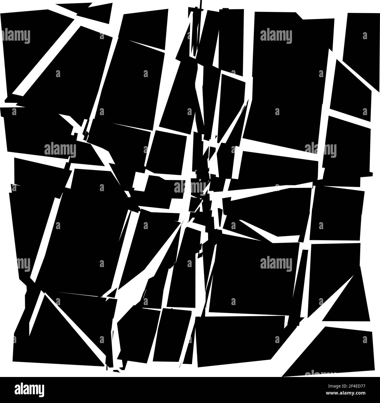 Shattered, fractured, broken geometric square. Burst, explosion effect ...