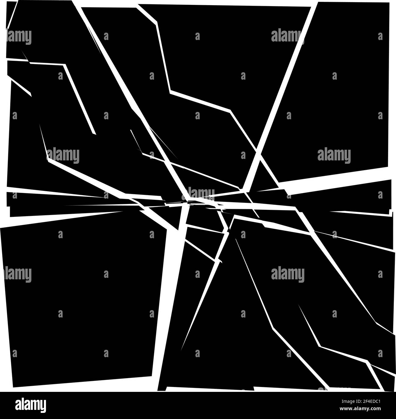 Shattered, fractured, broken geometric square. Burst, explosion effect ...