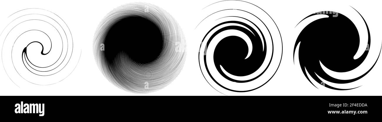 Swirl, twirl, spiral shape, element. Motif with rotation, torsion ...