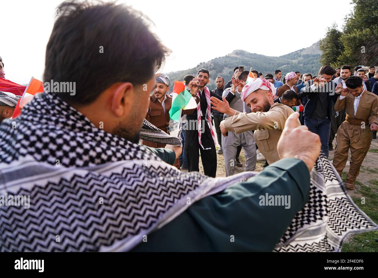 Iraqi Kurds dancing during the Nowruz celebration.The town of Akre in ...
