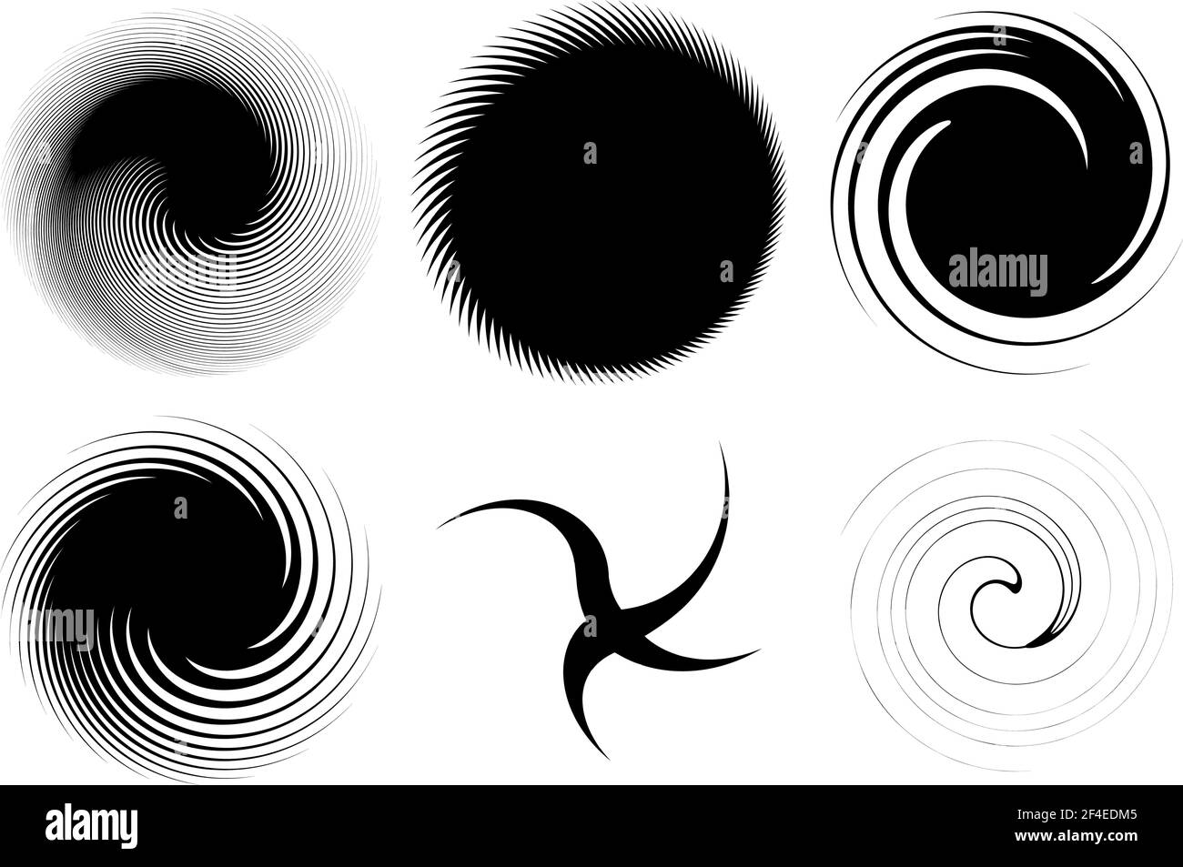 Swirl, twirl, spiral shape, element. Motif with rotation, torsion ...