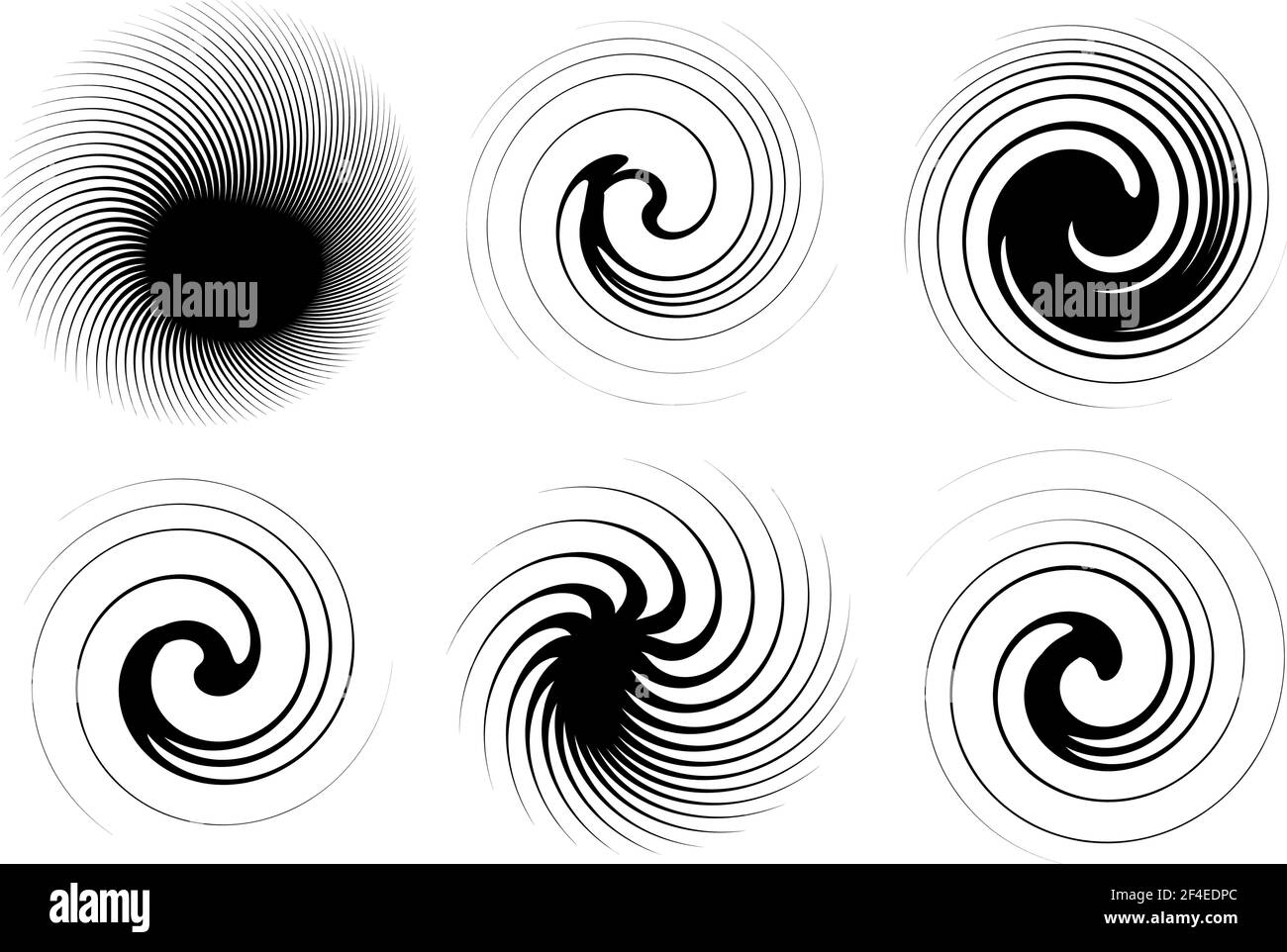 Swirl, twirl, spiral shape, element. Motif with rotation, torsion ...
